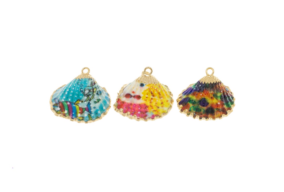 Sea Shell Clam Charm,sea Shell Charm,rainbow Small Sealife Shell Charm ...