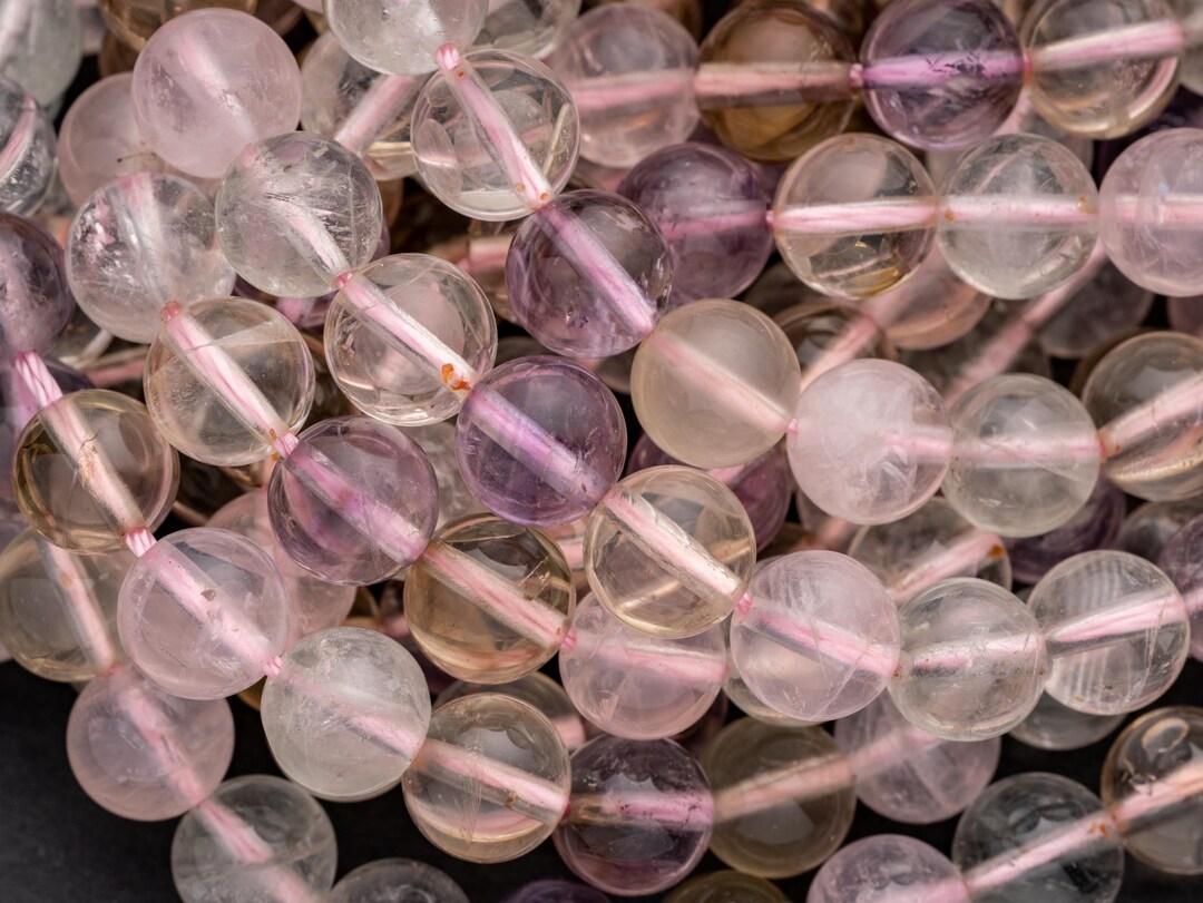 Natural Pastel Mix Assorted Quartz Round Beads, Pastel Color Tone ...
