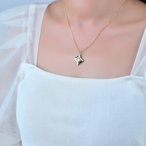 Wavy Gold Diamond Shape CZ Charm,princess Cut CZ Diamond Shape Pendant ...