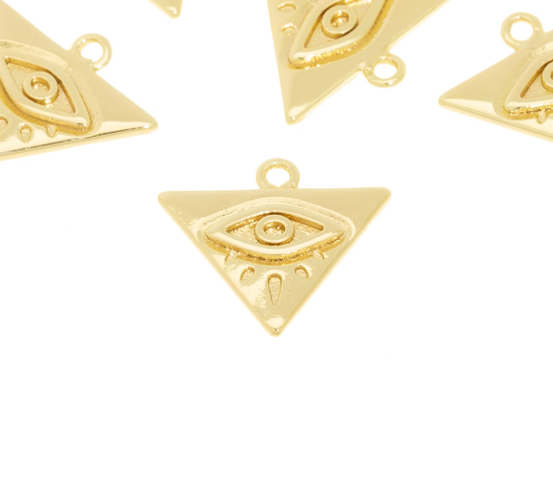 Gold Evil Eye Triangle Charm,turkish Evil Eye Charm,nazar Evil Eye ...