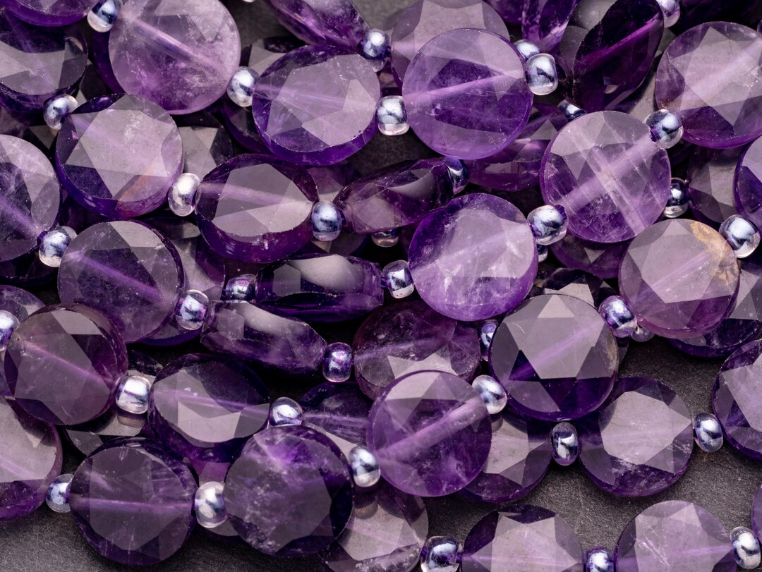 Natural Uruguay Amethyst Star Cut Disc Beads, 10mm Disc, Natural ...
