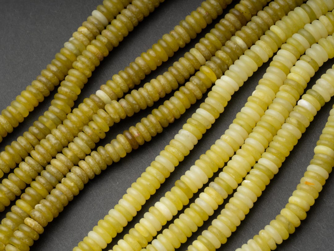 Dyed Jade, Heishi Disc Shaped Beads or Spacers, Lemon and Olive Green ...