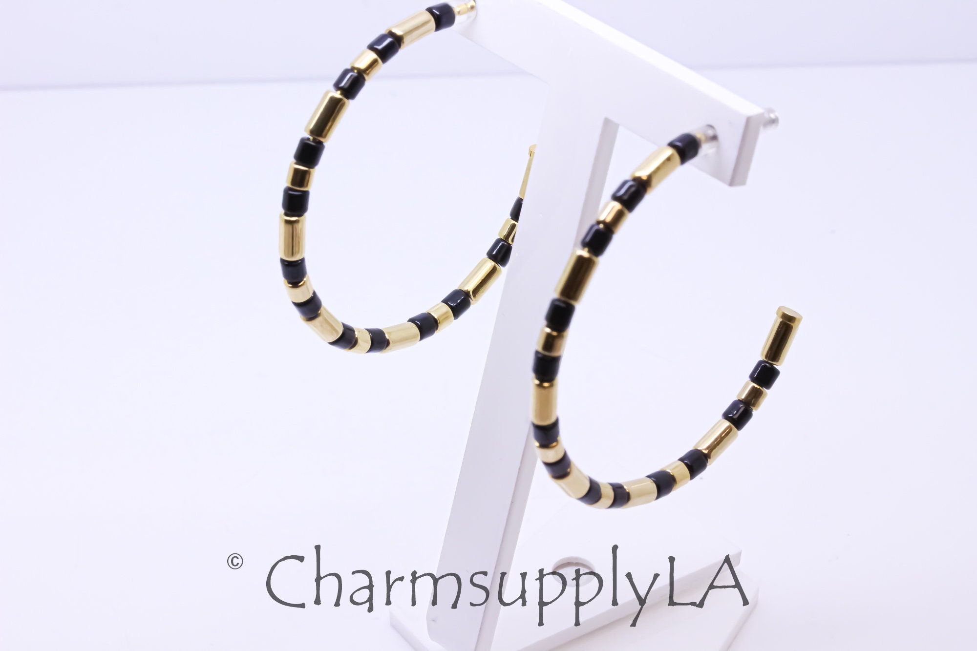 Limited Edition Colorful Enamel Tubes Beaded Hoop Earrings - Etsy