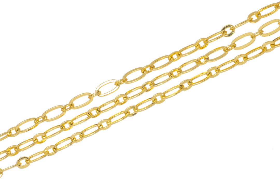 Gold Oval Paperclip Link Chain,paperclip Oval Gold Chain for Jewelry ...