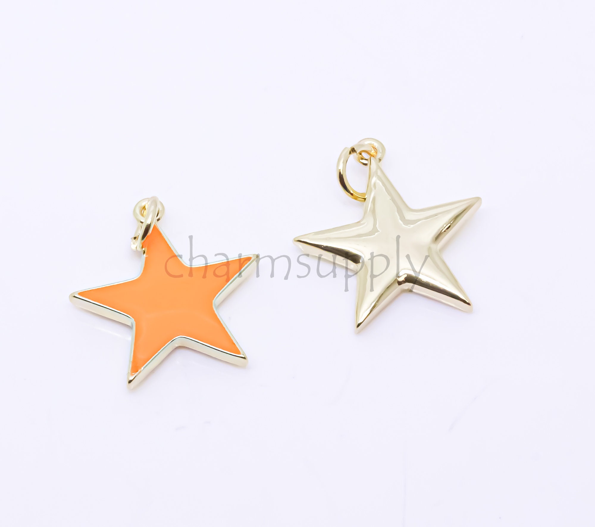 Gold Enamel Star Pendant 7 Colors Rainbow Neon Color Stars - Etsy