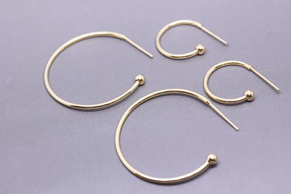 Gold 15mm or 30mm Earring Round Hoops with 925 pin one pair | Etsy