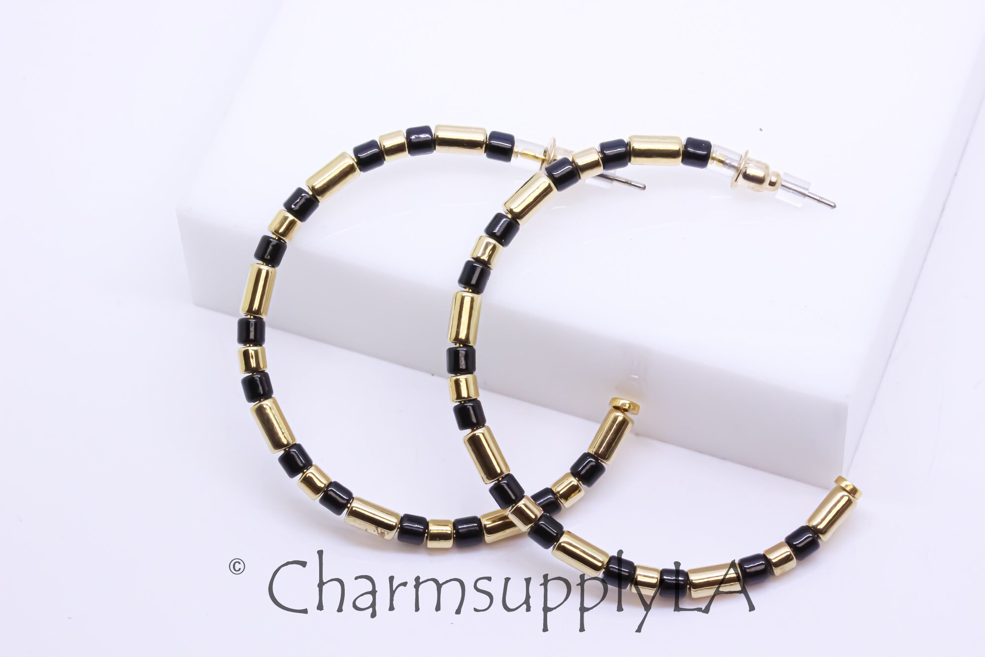 Limited Edition Colorful Enamel Tubes Beaded Hoop Earrings - Etsy