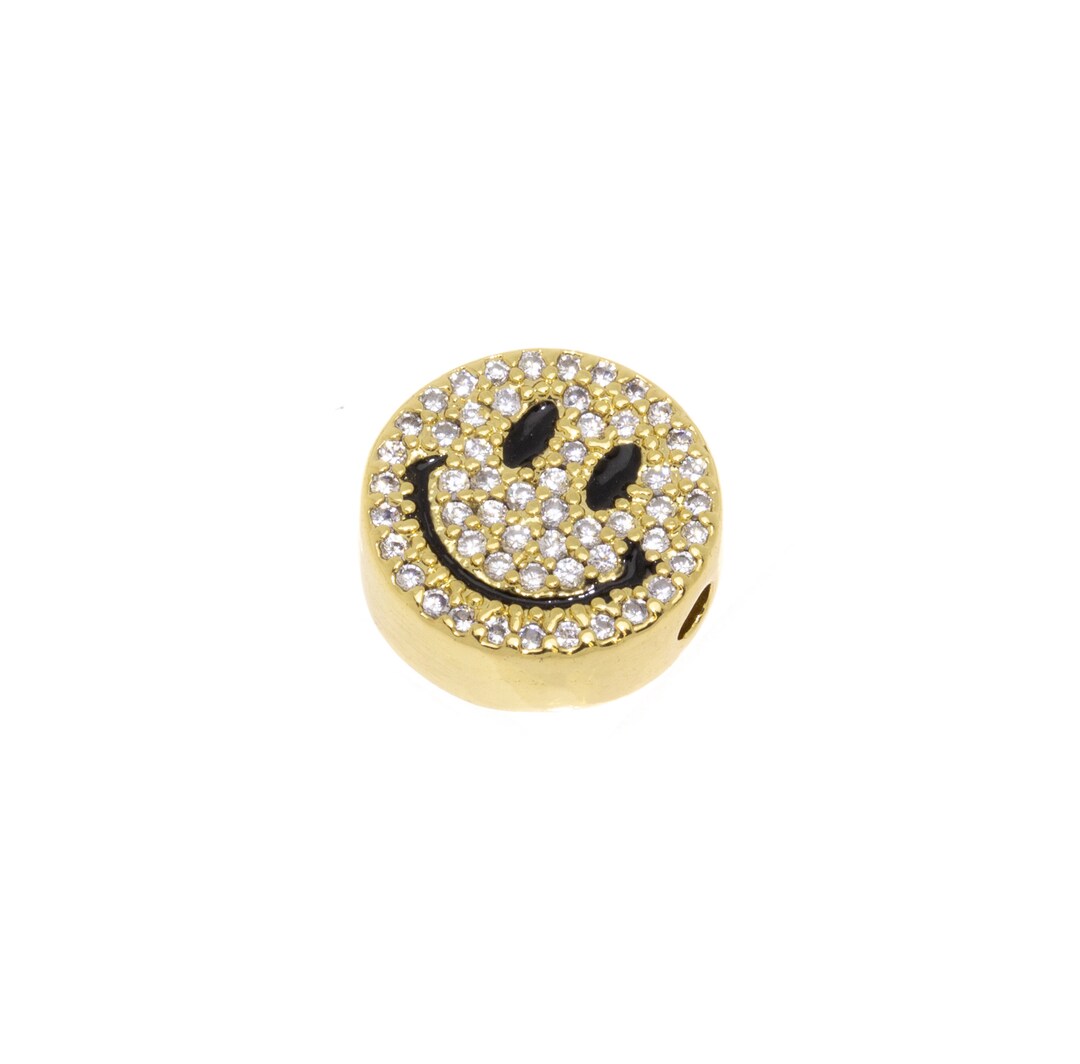 Happy Face Spacer Bead for Bracelet or Necklace,two Sided Pave Happy ...