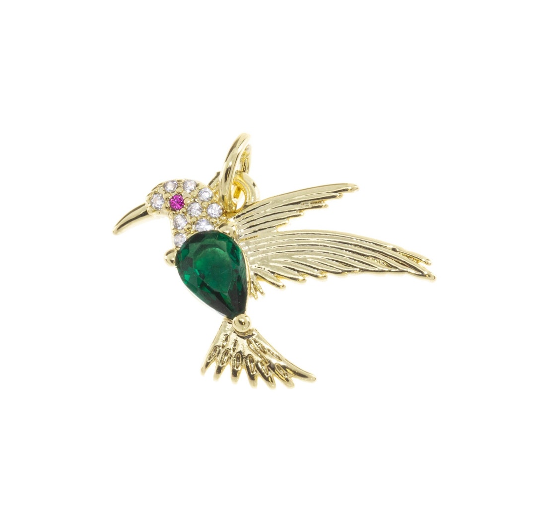 Small Hummingbird Charm,gold Hummingbird Charm With CZ, Hummingbird ...