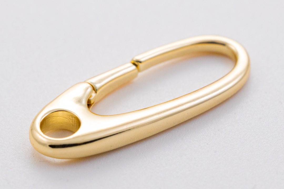 Gold Push in Oval Clasp, Extra Large, Great for Large Pendants, 32x12mm ...