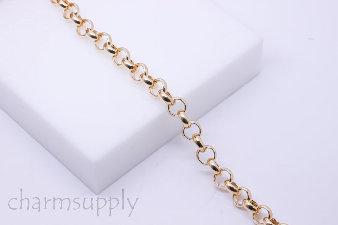 Gold Large Rolo Chain, 7.0 Rolo, Thick Rolo Chain, Gold Chain Jewelry ...
