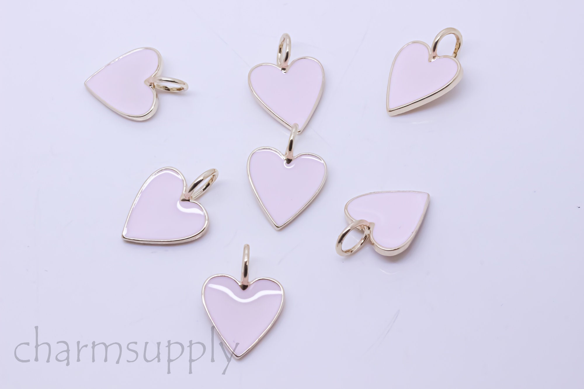 Large or Small Gold Enamel Heart Pendant Pastel Pink Enamel - Etsy Norway