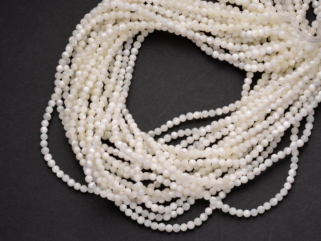 2mm Trochus Shell White Petite Ivory Beads, Super Dainty, Full Strand ...
