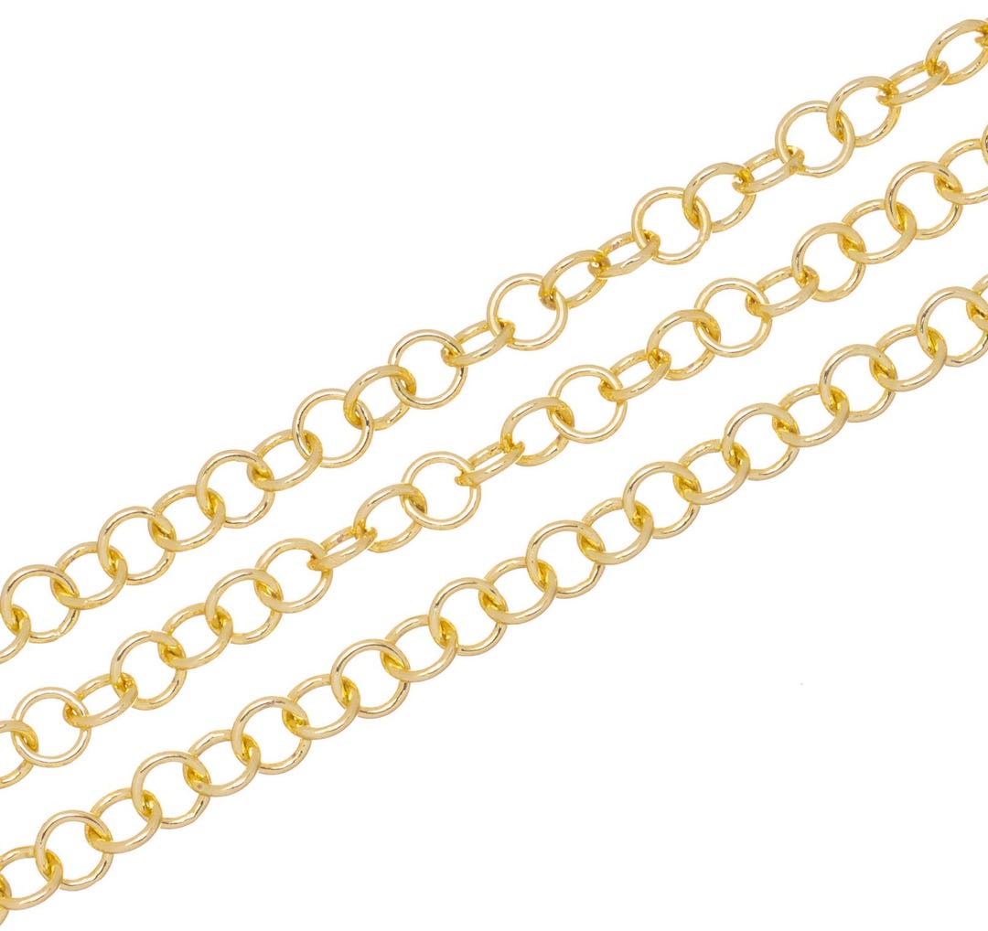 8MM Rolo Link Chain for Necklace and Bracelet,gold Rolo Simple Extender ...