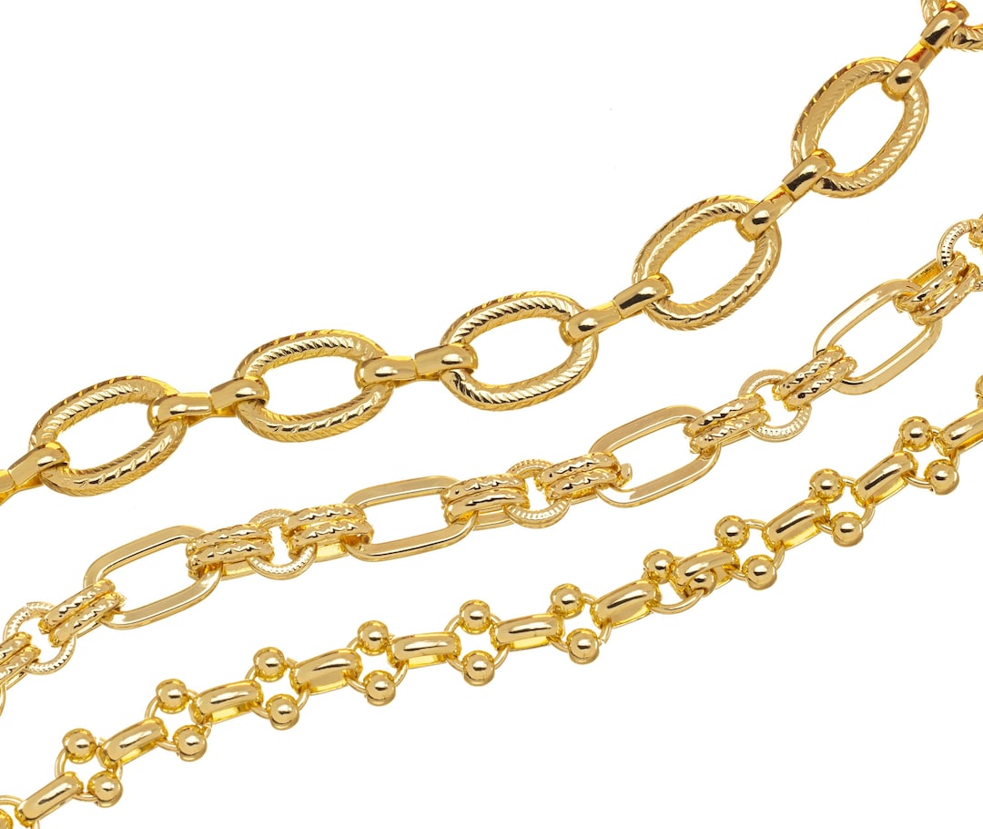 Oval and Round Ribbed and Smooth Gold Chains,wholesale Gold Chains for ...