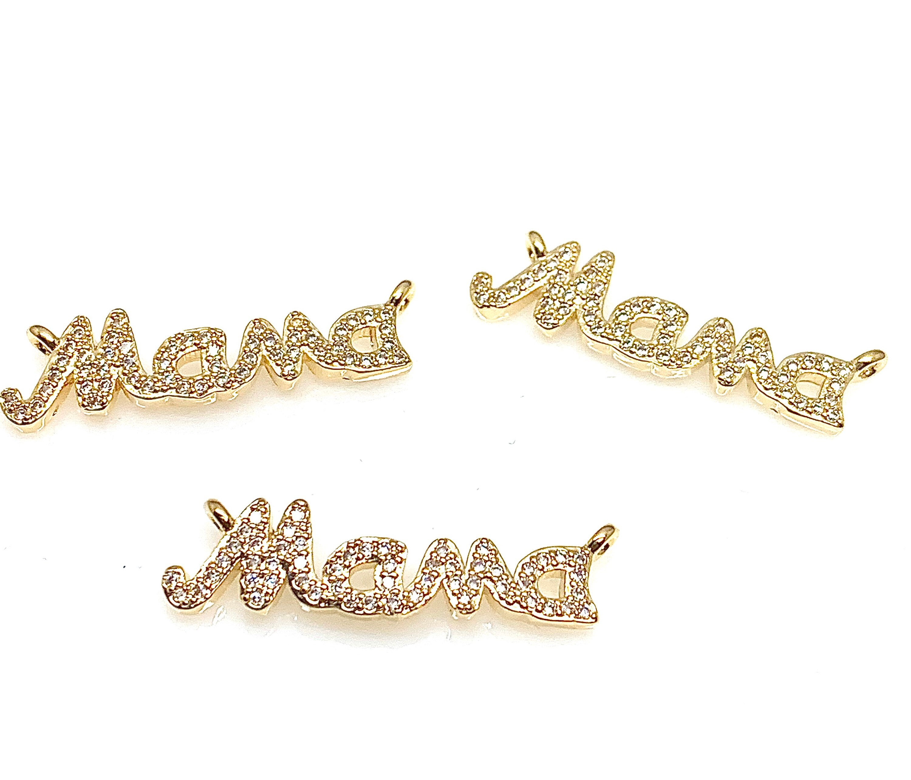 Gold or Silver Mama Cz Set Cursive Wordings Pendant Mothers - Etsy