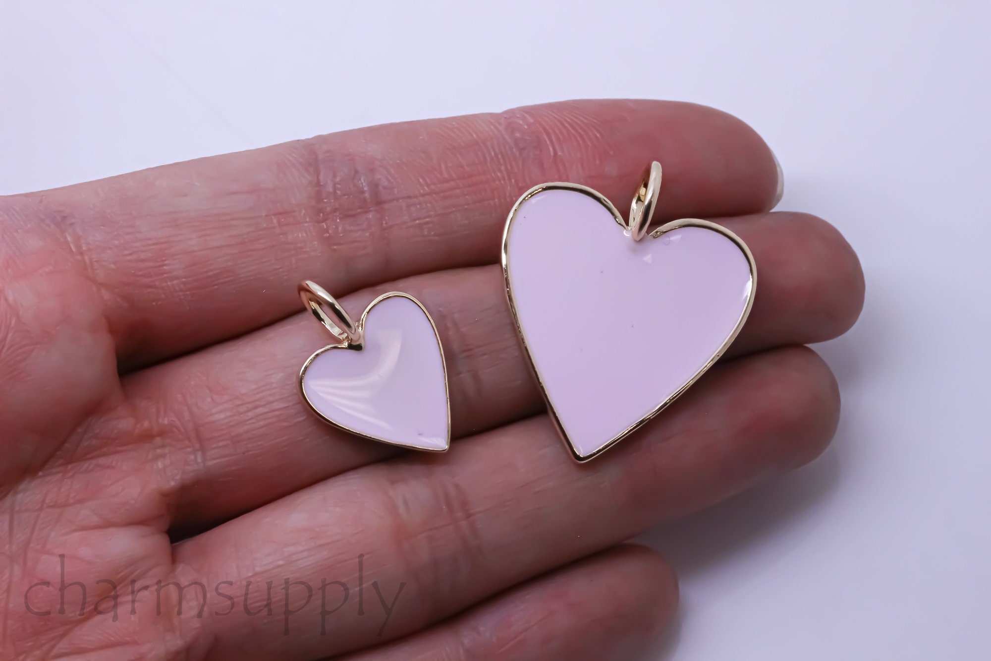 Large or Small Gold Enamel Heart Pendant Pastel Pink Enamel - Etsy Norway