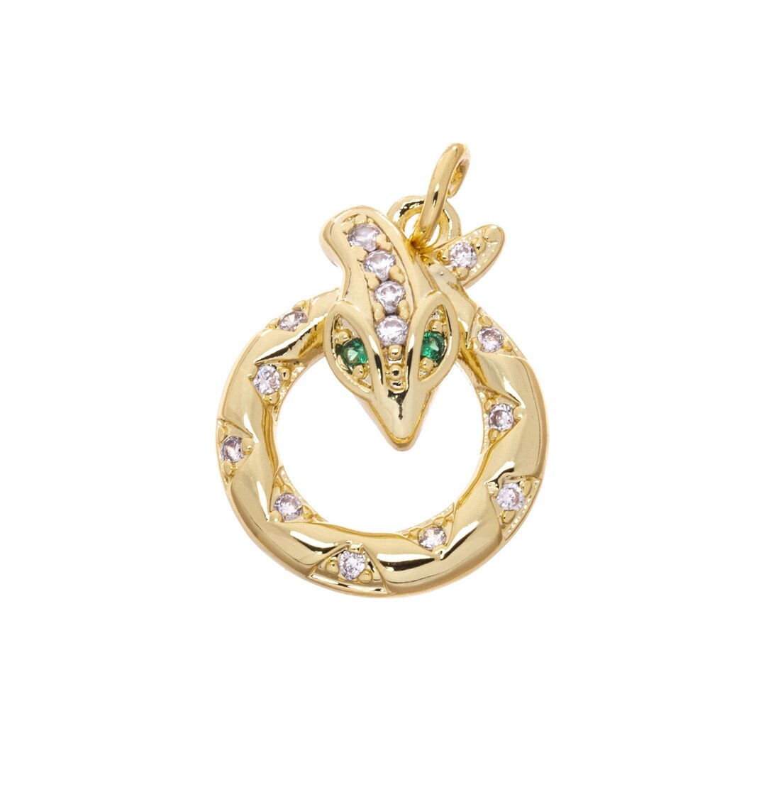 Gold Pave CZ Snake Charm,serpent Charm for Necklace,python Necklace ...