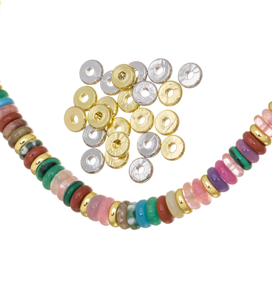 10pcs,20pcs or 30pcs Gold and Silver Flat Rondelle Spacer,tire Spacer ...