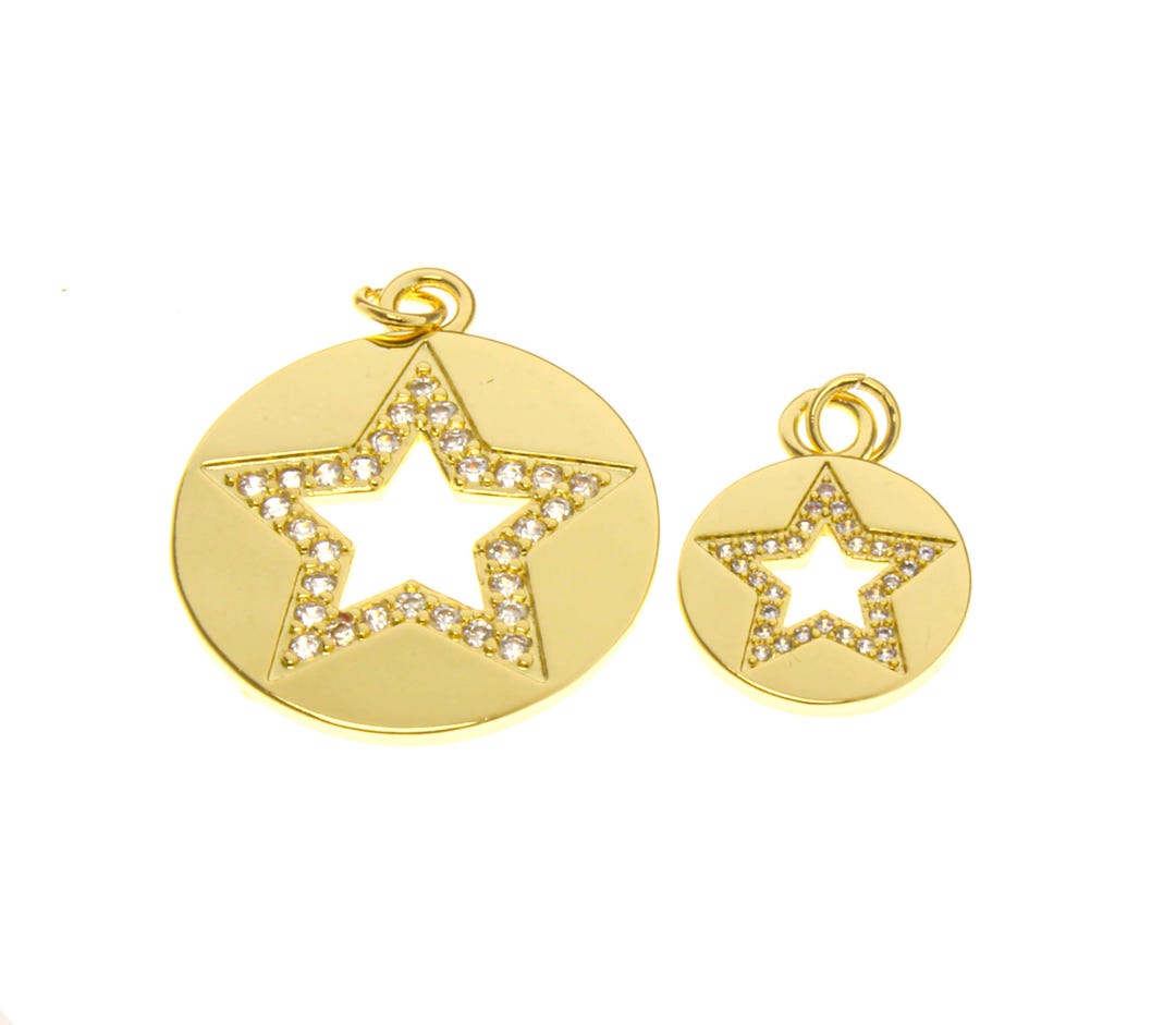 18k Gold Star, Gold Star Medallion, Gold Star Cut Out, Gold Star Charm ...