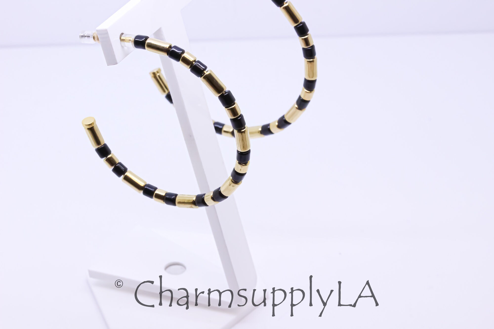 Limited Edition Colorful Enamel Tubes Beaded Hoop Earrings - Etsy