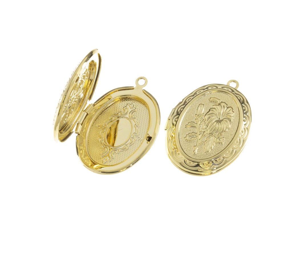 Large Gold Rose Pattern Oval Love Locket Pendant,rose Pattern Oval ...