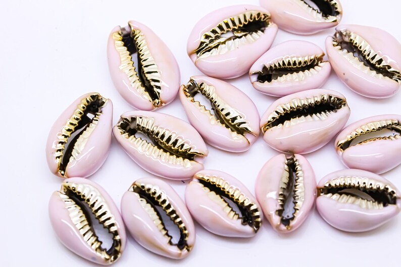 Pastel Pink enamel cowrie shell single shell pendant | Etsy