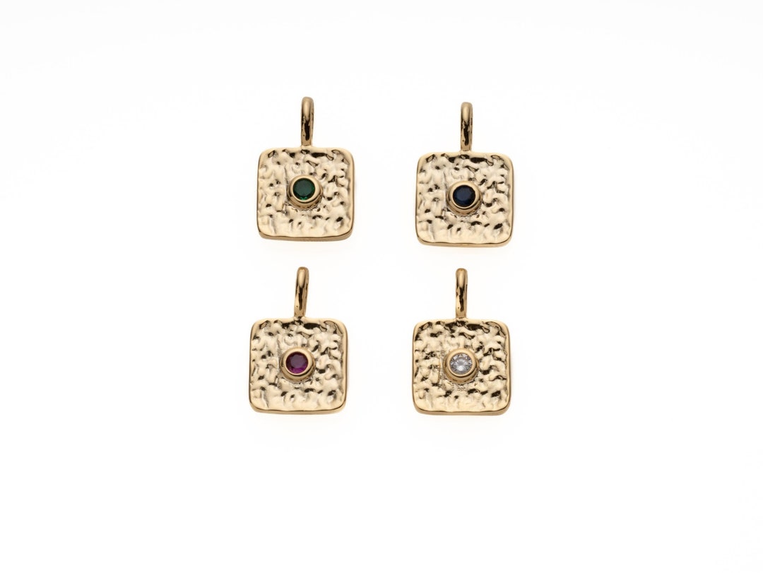 Gold Textured Square Geometric Shape Pendant, 10.5x10.5mm, Square Shape ...
