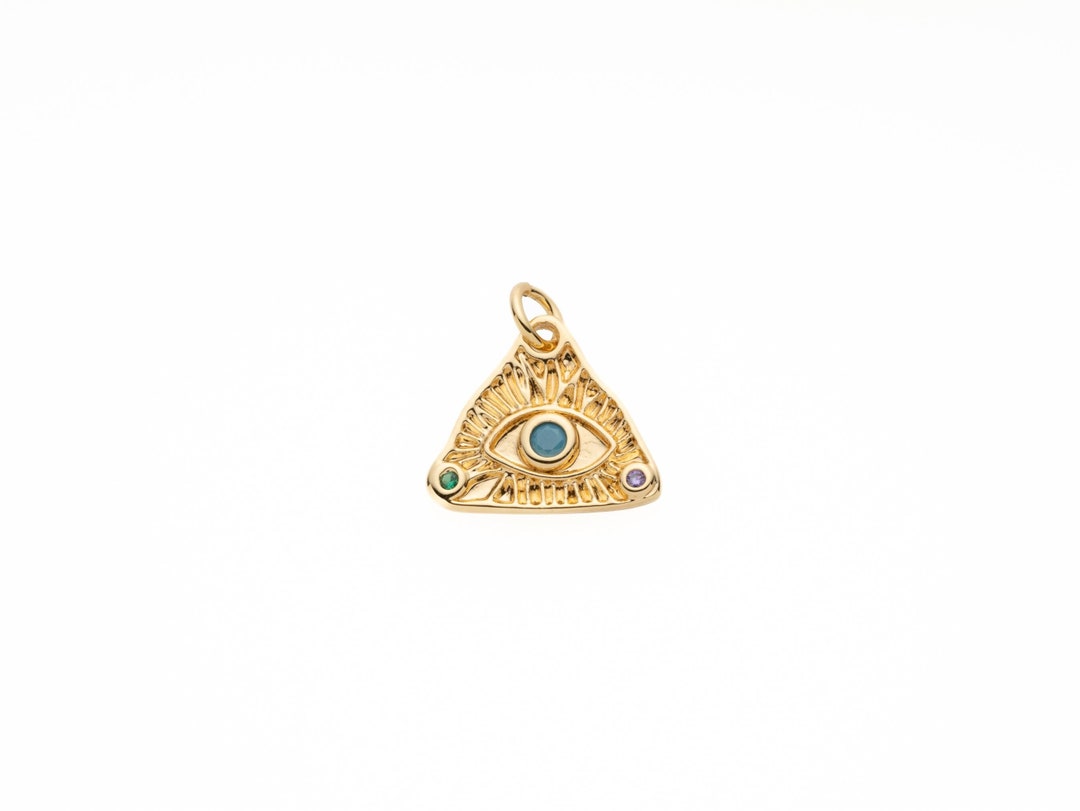 Dainty Gold All-seeing-eye of Providence Illuminati Charm Pendant Blue ...