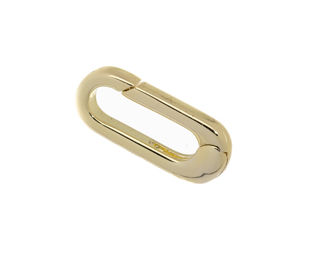 Gold Spring Push in Oval Clasp,push Gate Elongated Oval Clasp for ...