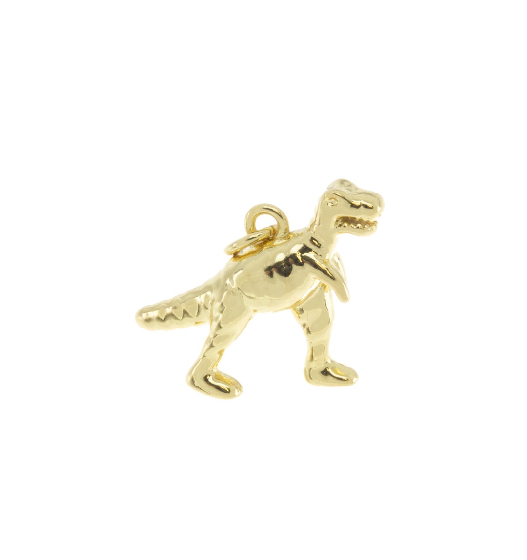 Small Gold Dinosaur T-rex Charm,dino T-rex Charm for Necklace or ...