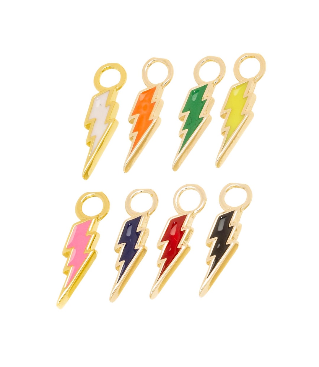 Enamel Lightning Bolt Charm,gold Lightning Bolt Charm,small Lightning ...