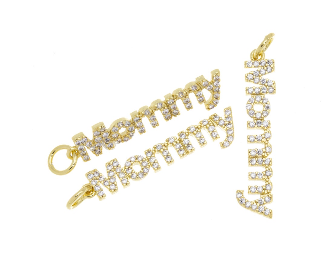 Mommy Monogram Vertical Charm,word Mom Charm for Mothers Day,mommy CZ ...