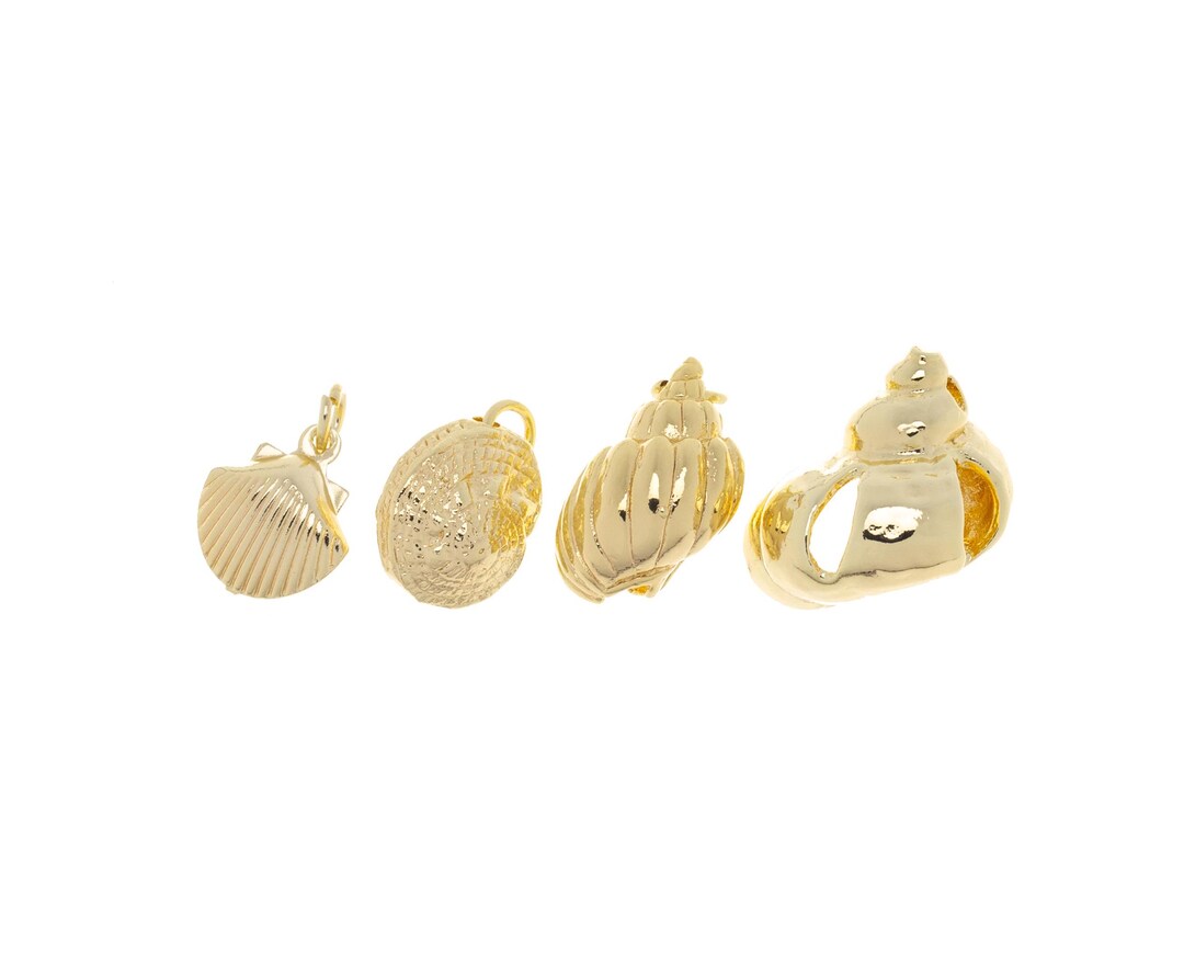 Gold Sea Shell Charm,hermit Crab Shell Charm,sealife Hermit Shell Charm ...