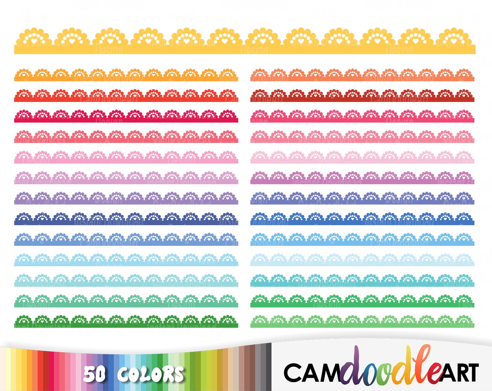 50 Lace Border Clipart,colorful Lace Ribbons Clipart,digital Borders ...