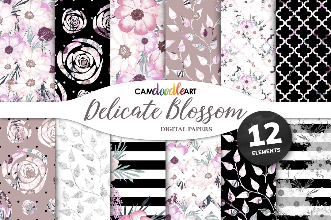 Pink Pastel Watercolor Floral Digital Paper, Seamless Floral, Floral ...