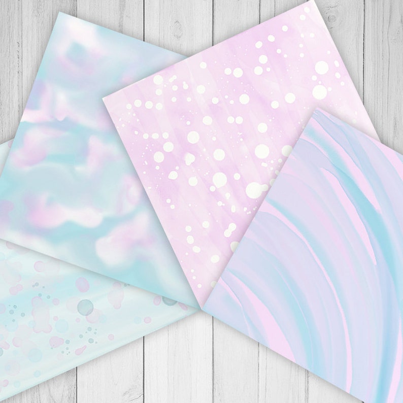 Watercolor Pink and Blue Digital Paper Pack,scrapbooking Paper ...