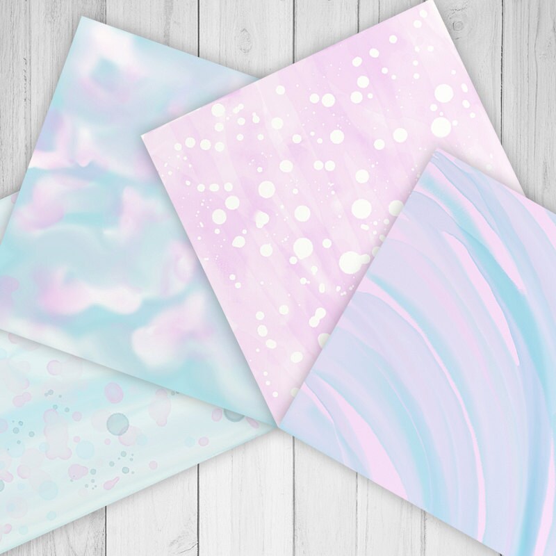 Watercolor Pink and Blue Digital Paper Pack,scrapbooking Paper ...