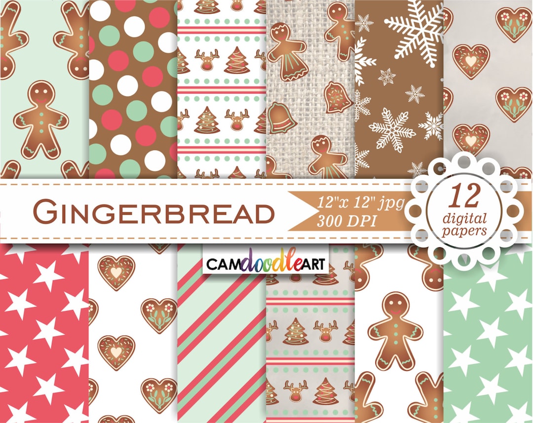Gingerbread Digital Paper Pack,christmas Digital Paper,christmas ...