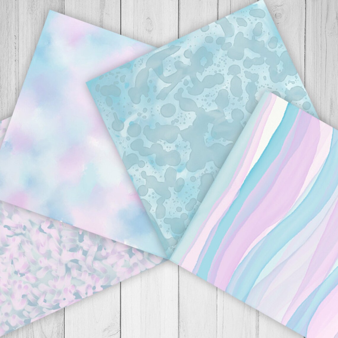 Watercolor Pink and Blue Digital Paper Pack,scrapbooking Paper ...