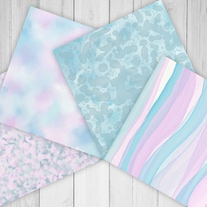 Watercolor Pink and Blue Digital Paper Pack,scrapbooking Paper ...