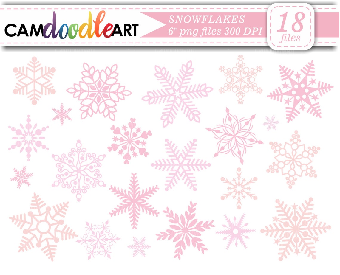 Snowflakes Clipart Collection,winter Clipart,pink Snowflakes, Christmas ...