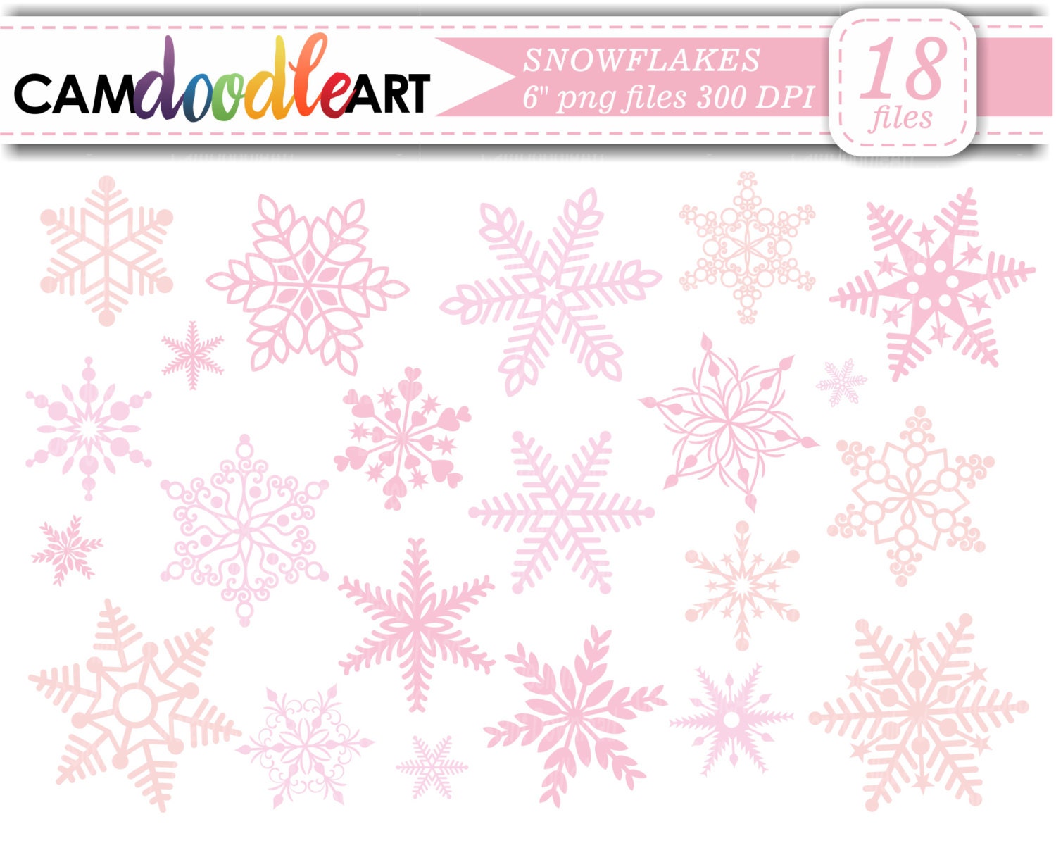 Snowflakes Clipart Collection,winter Clipart,pink Snowflakes, Christmas ...