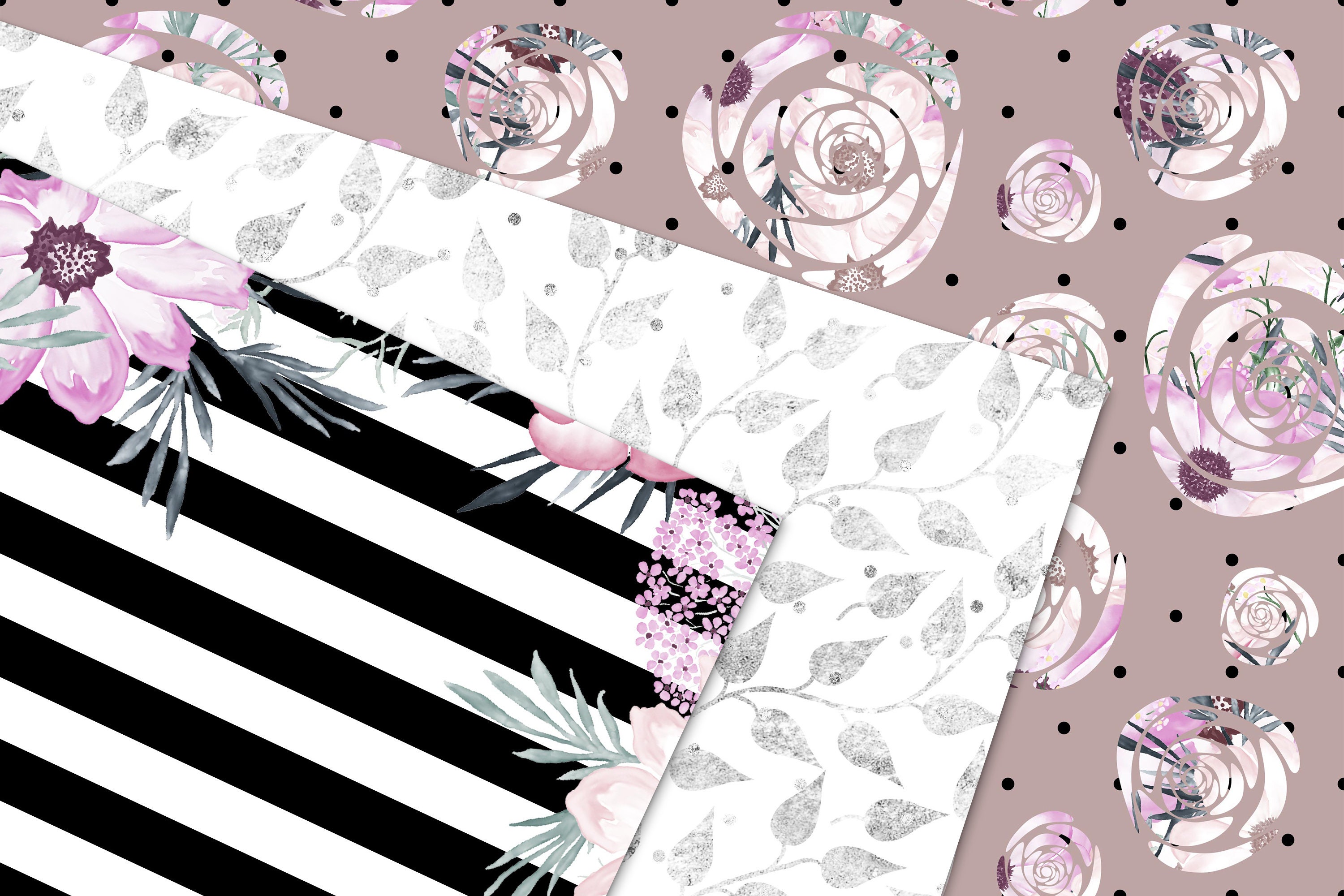 Pink Pastel Watercolor Floral Digital Paper, Seamless Floral, Floral ...