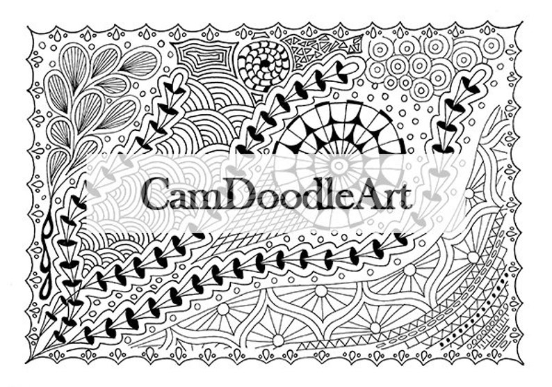 Zentangle Coloring Page Instant Download Printable | Etsy