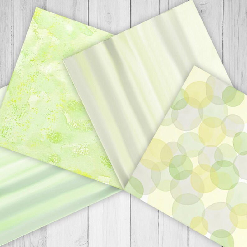 Watercolor Yellow and Green Digital Paper PackScrapbooking | Etsy