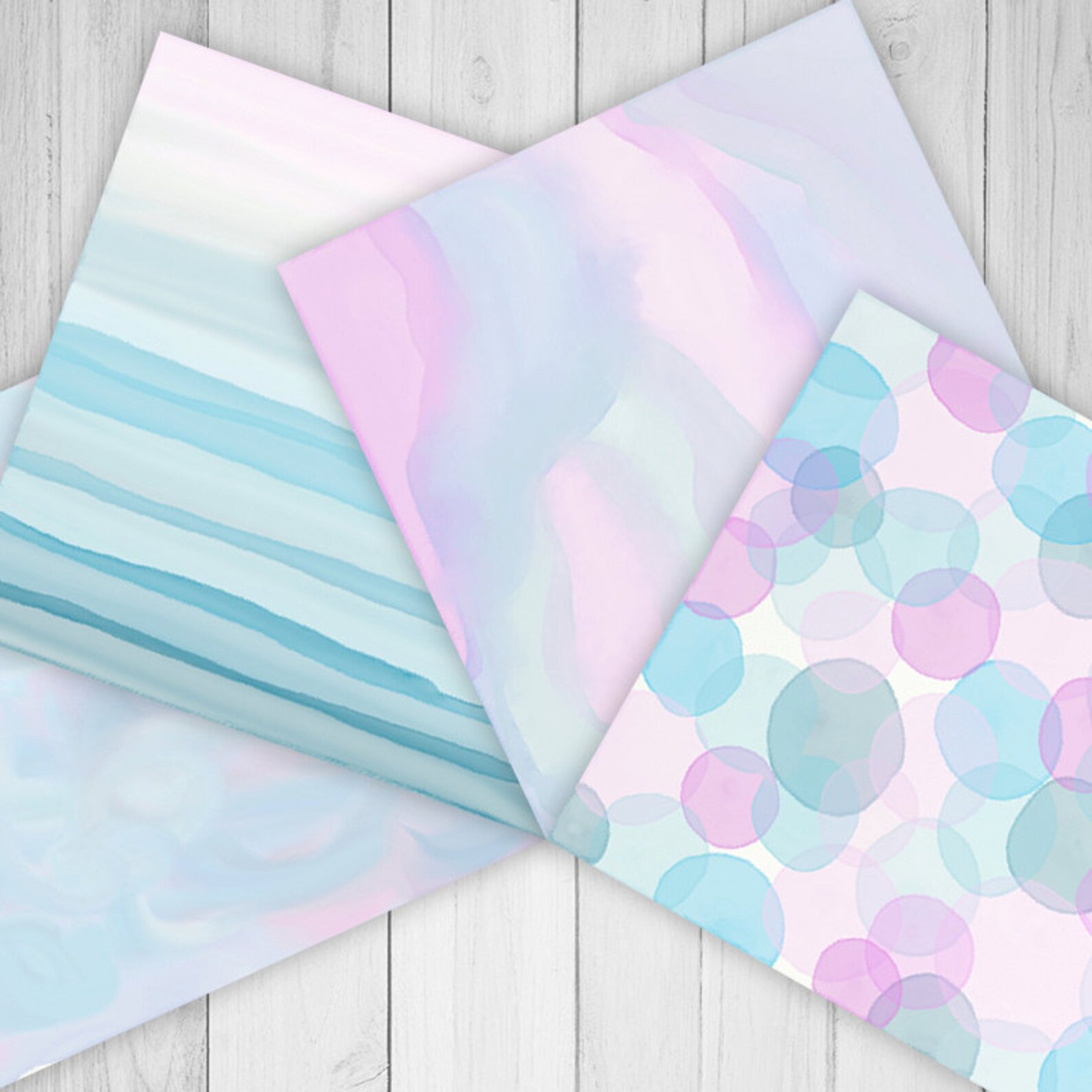 Watercolor Pink and Blue Digital Paper Pack,scrapbooking Paper ...