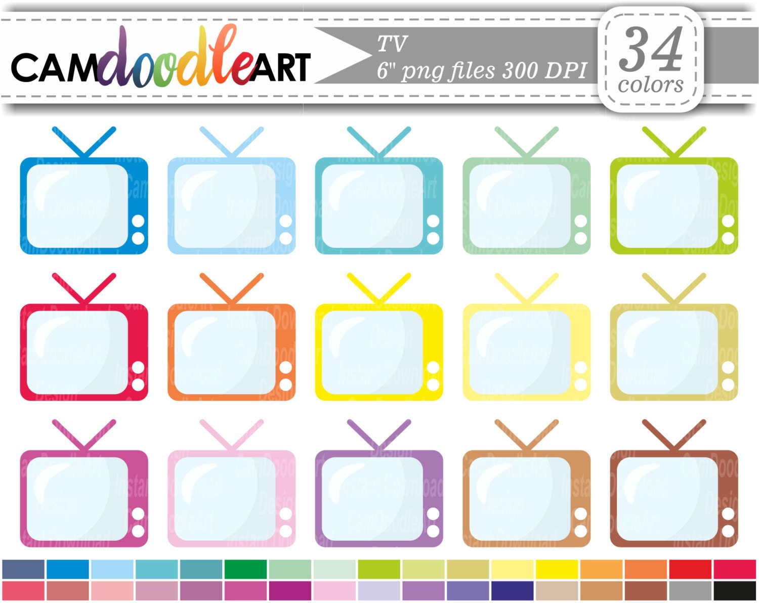 TV Clipart,television Set Clipart,scrapbooking Clipart,cardmaking ...