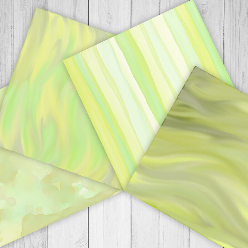 Watercolor Yellow and Green Digital Paper PackScrapbooking | Etsy