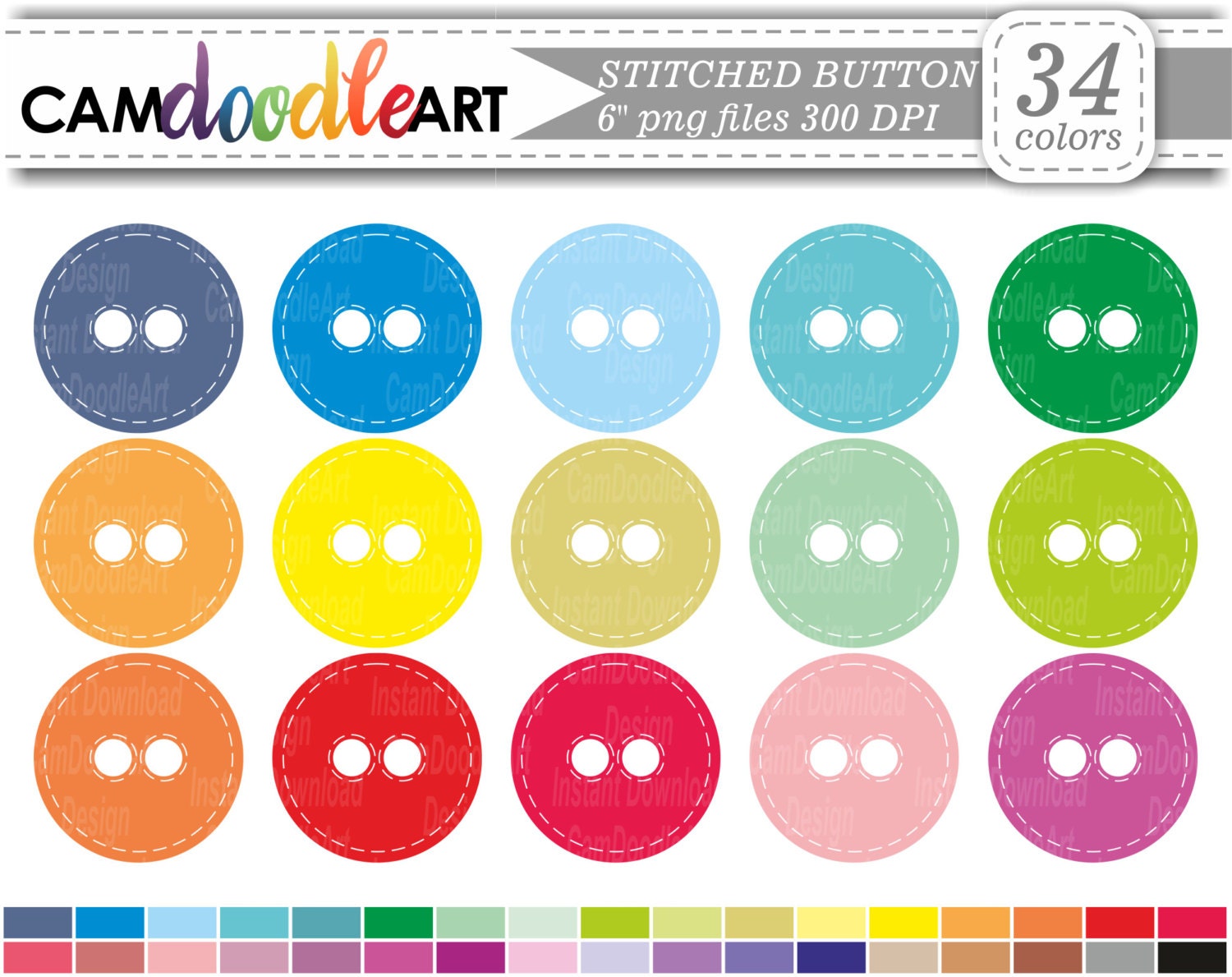 Button Clipart Sewing Clipart Sew Clipart Digital Clip Art | Etsy